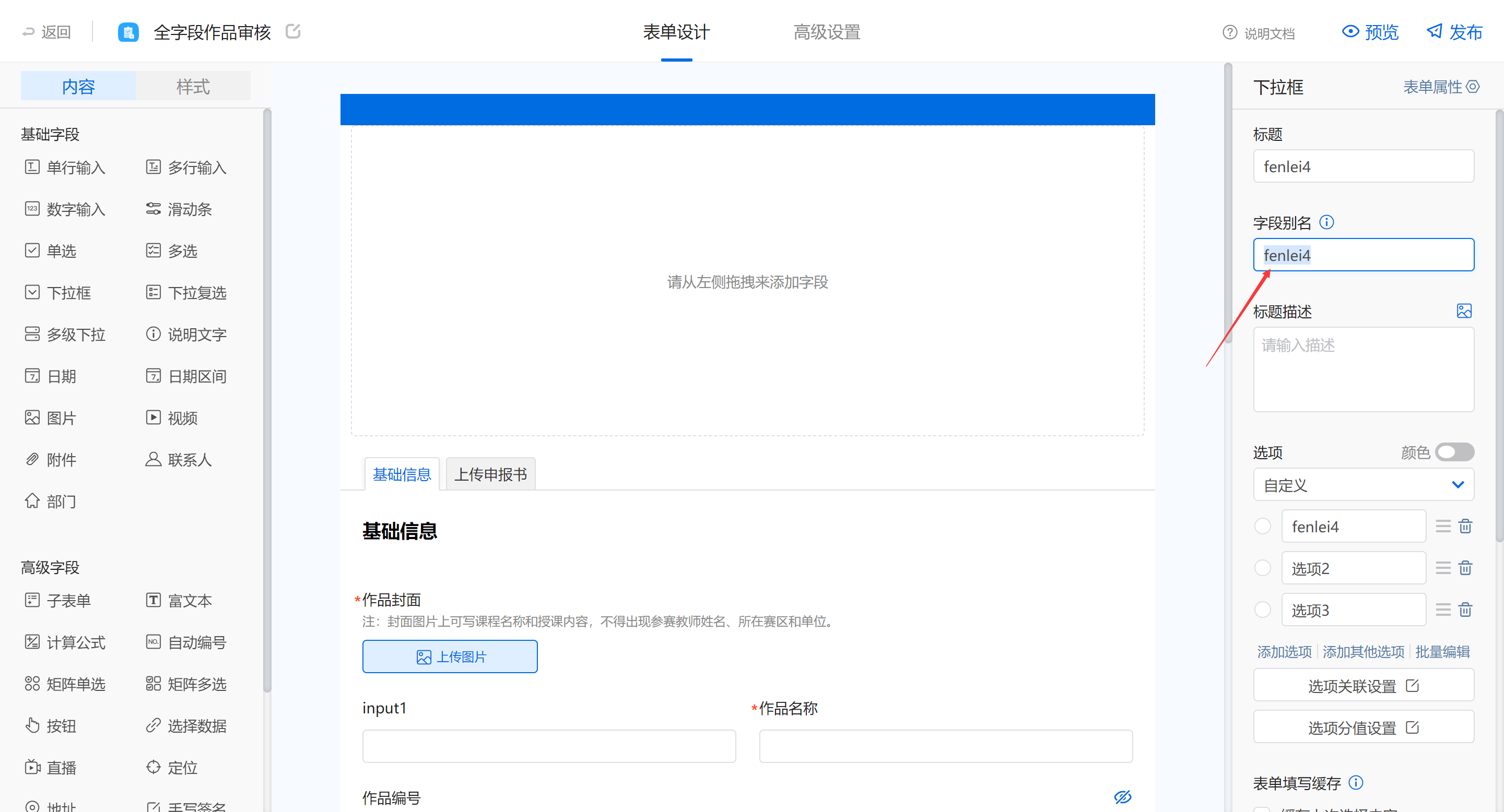作品列表字段显示说明